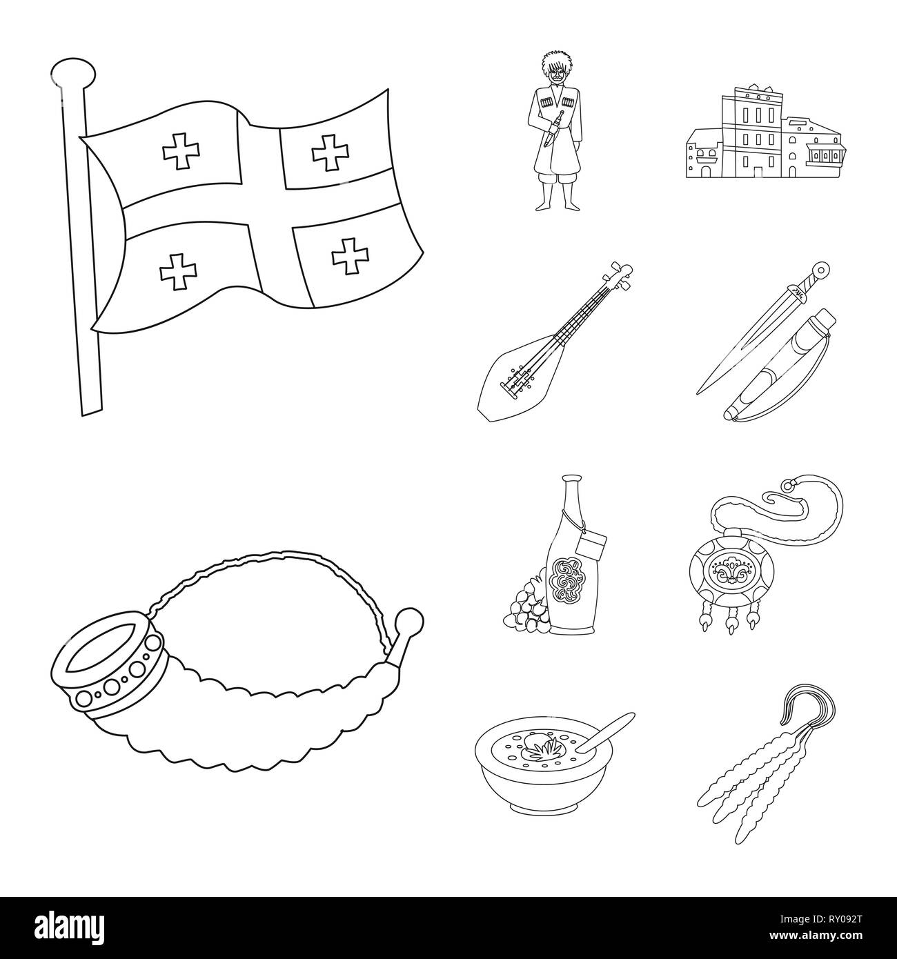 Vector illustration of traditions and national sign. Set of traditions ...