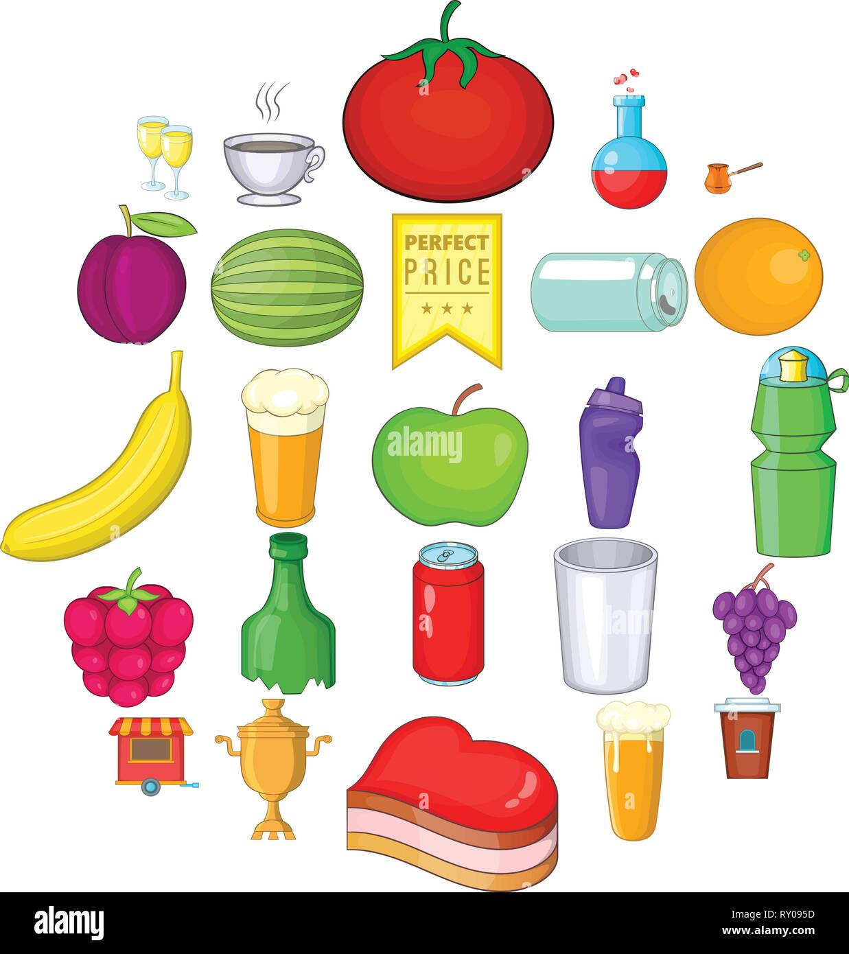 Asian Fruits Icons Set Cartoon Style Stock Vector Image And Art Alamy