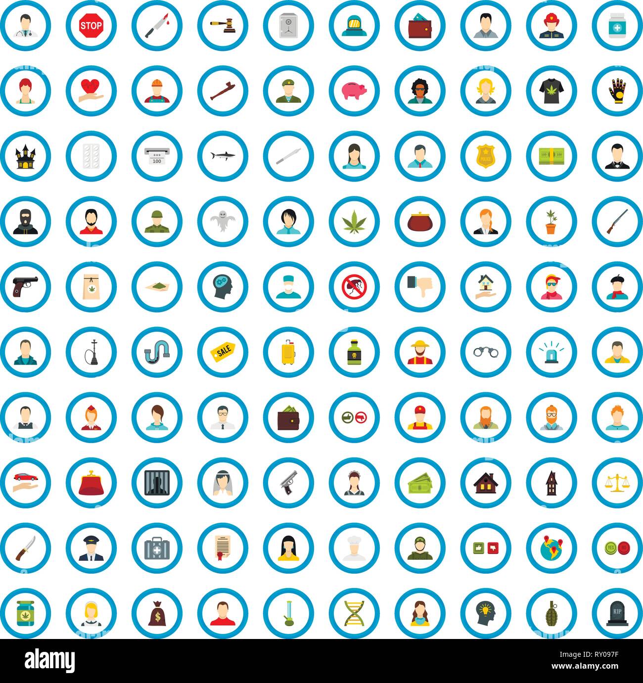 100 family problems icons set, flat style Stock Vector Image & Art - Alamy