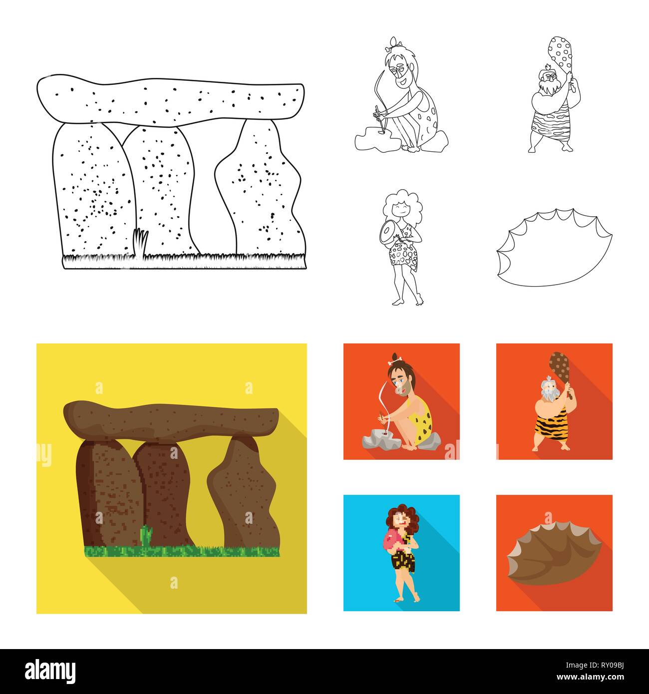 Cave man caveman flora Stock Vector Images - Alamy