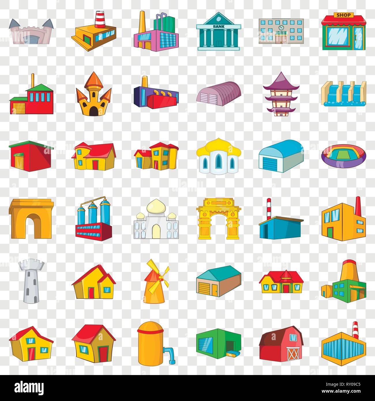 Big building icons set, cartoon style Stock Vector Image & Art - Alamy
