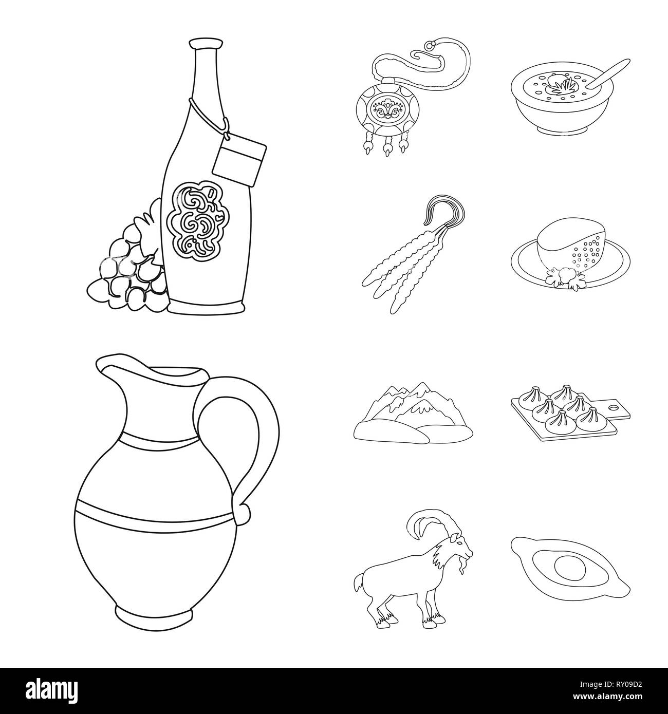 Vector illustration of traditions and national sign. Set of traditions ...