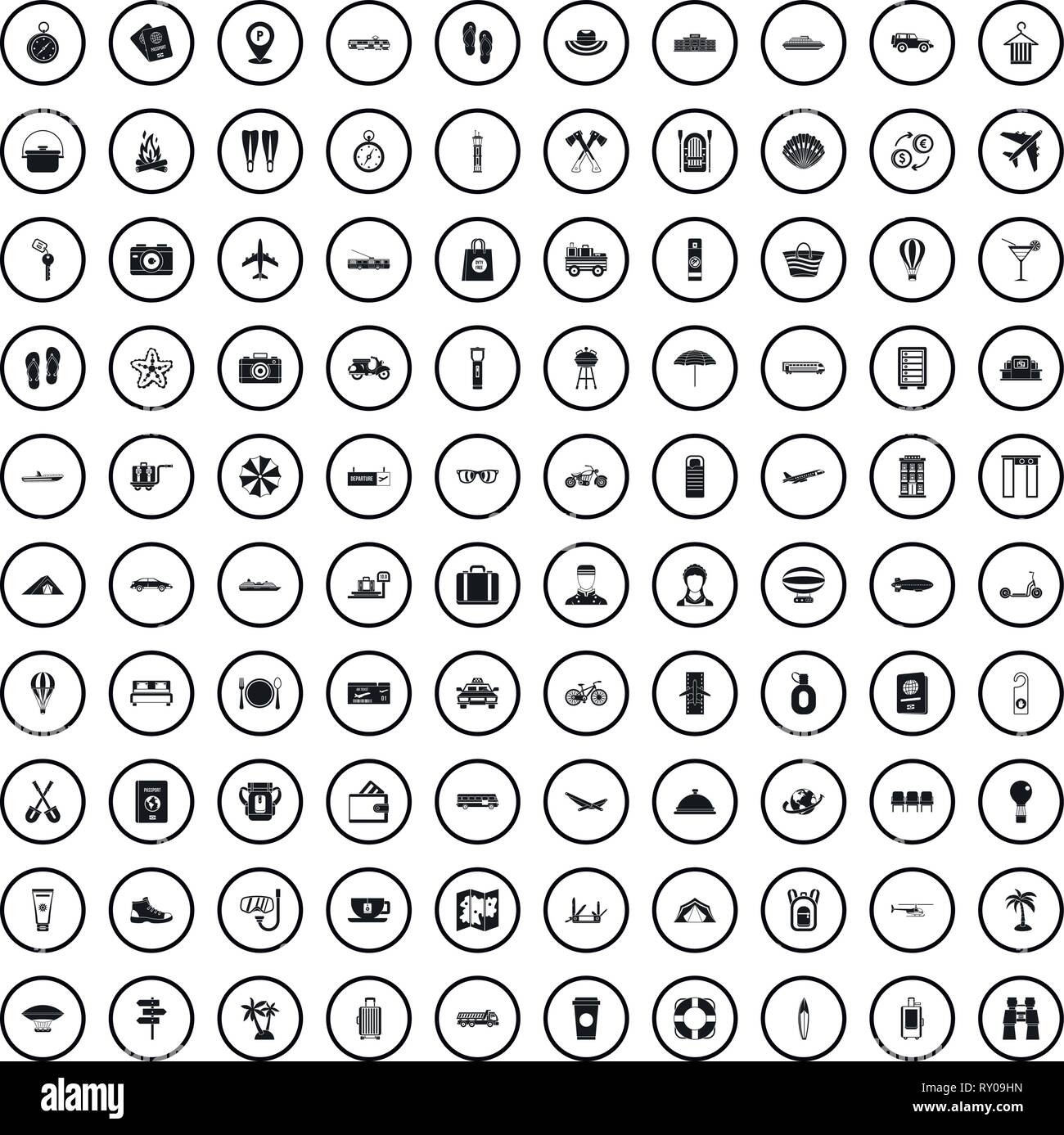100 travel time icons set, simple style Stock Vector Image & Art - Alamy