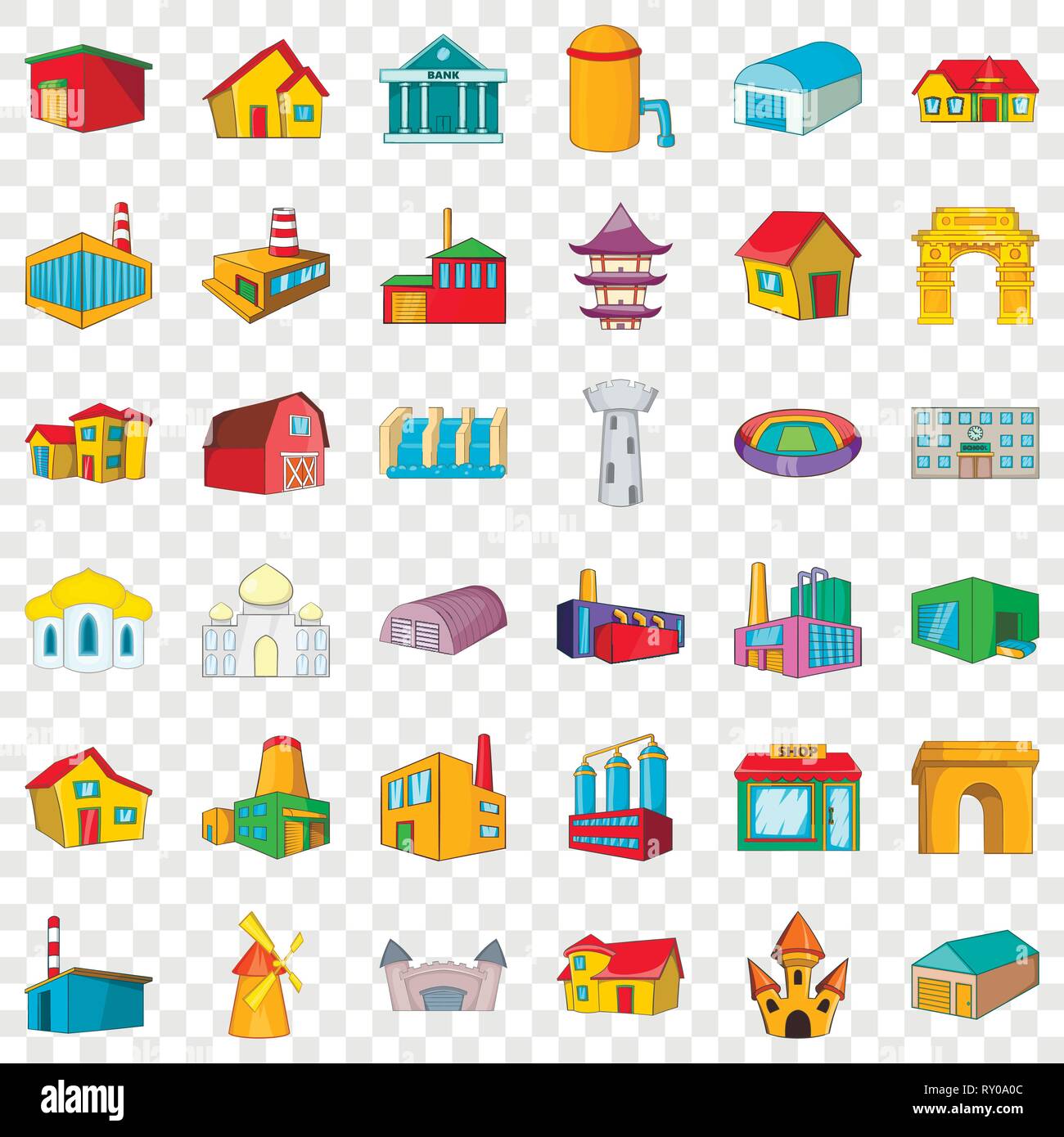 Old building icons set, cartoon style Stock Vector Image & Art - Alamy