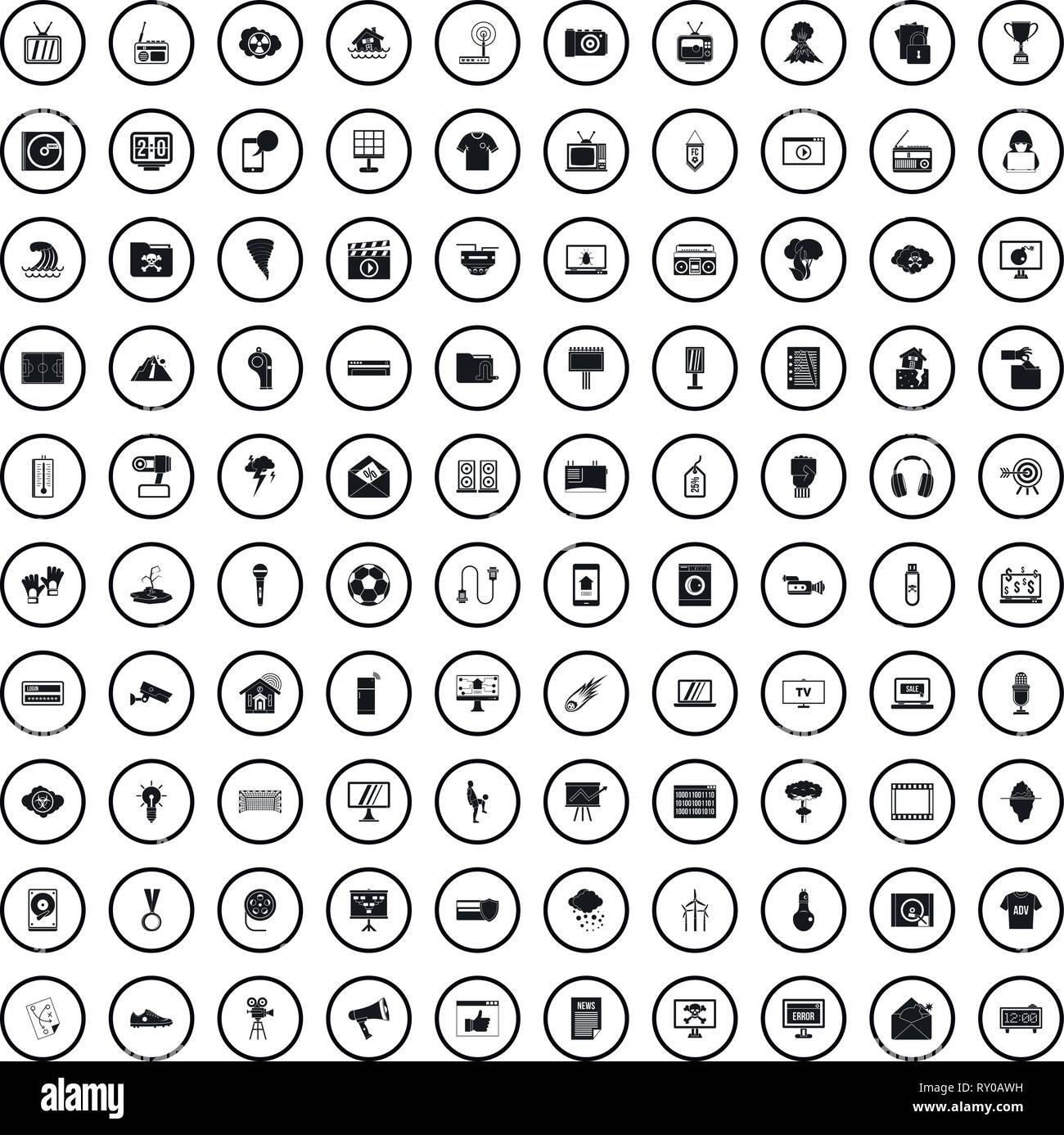 100 TV icons set, simple style Stock Vector Image & Art - Alamy