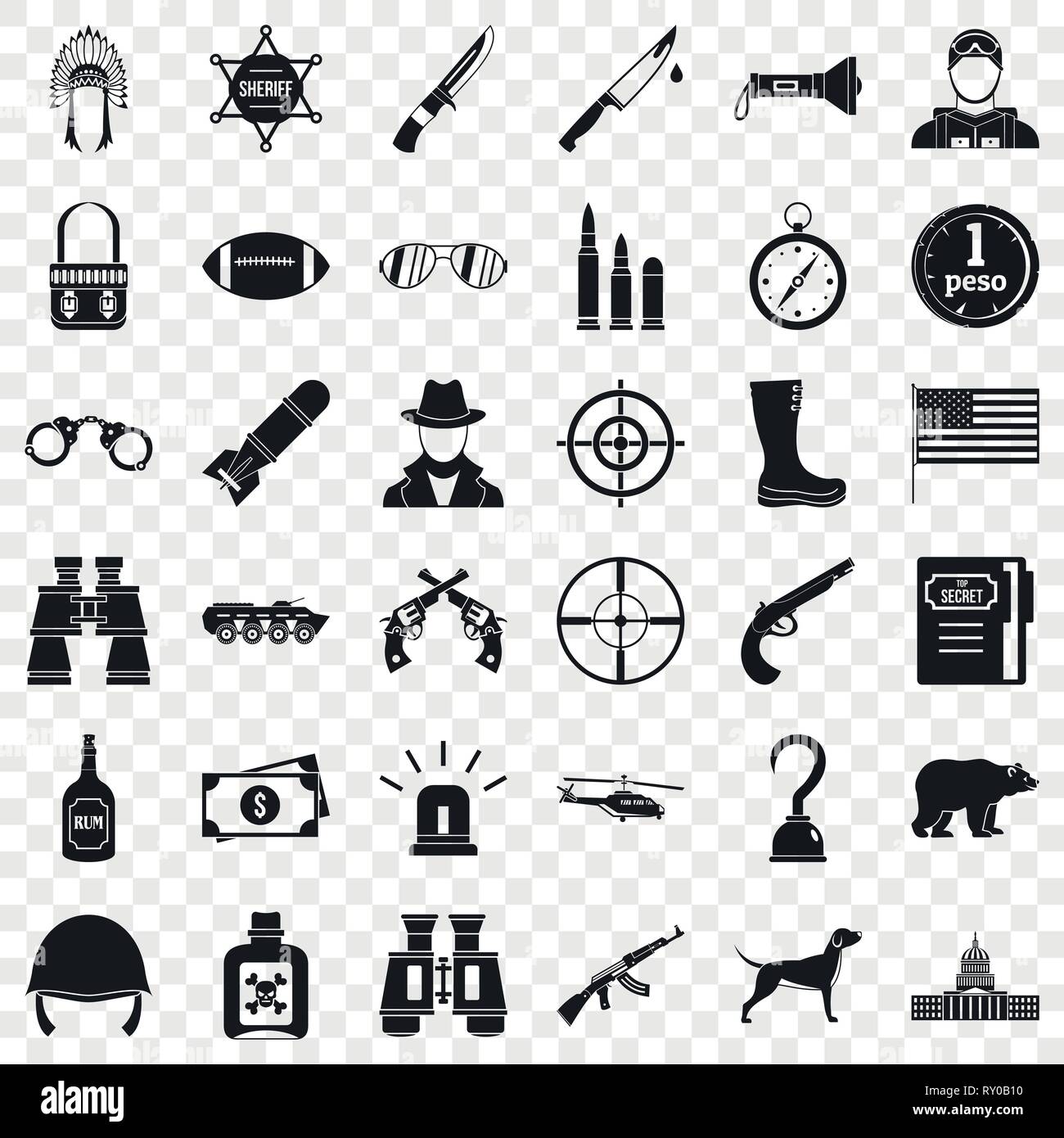 Weapon icons set, simple style Stock Vector Image & Art - Alamy