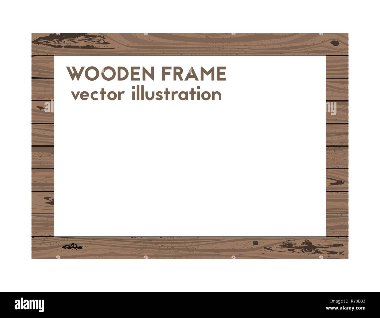 Rectangular wooden frame. Vector illustration. The texture of the oak ...