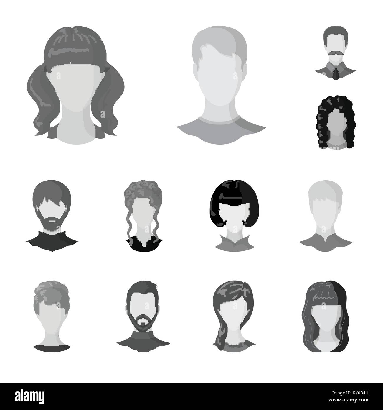 Isolated object of character and profile sign. Set of character and ...