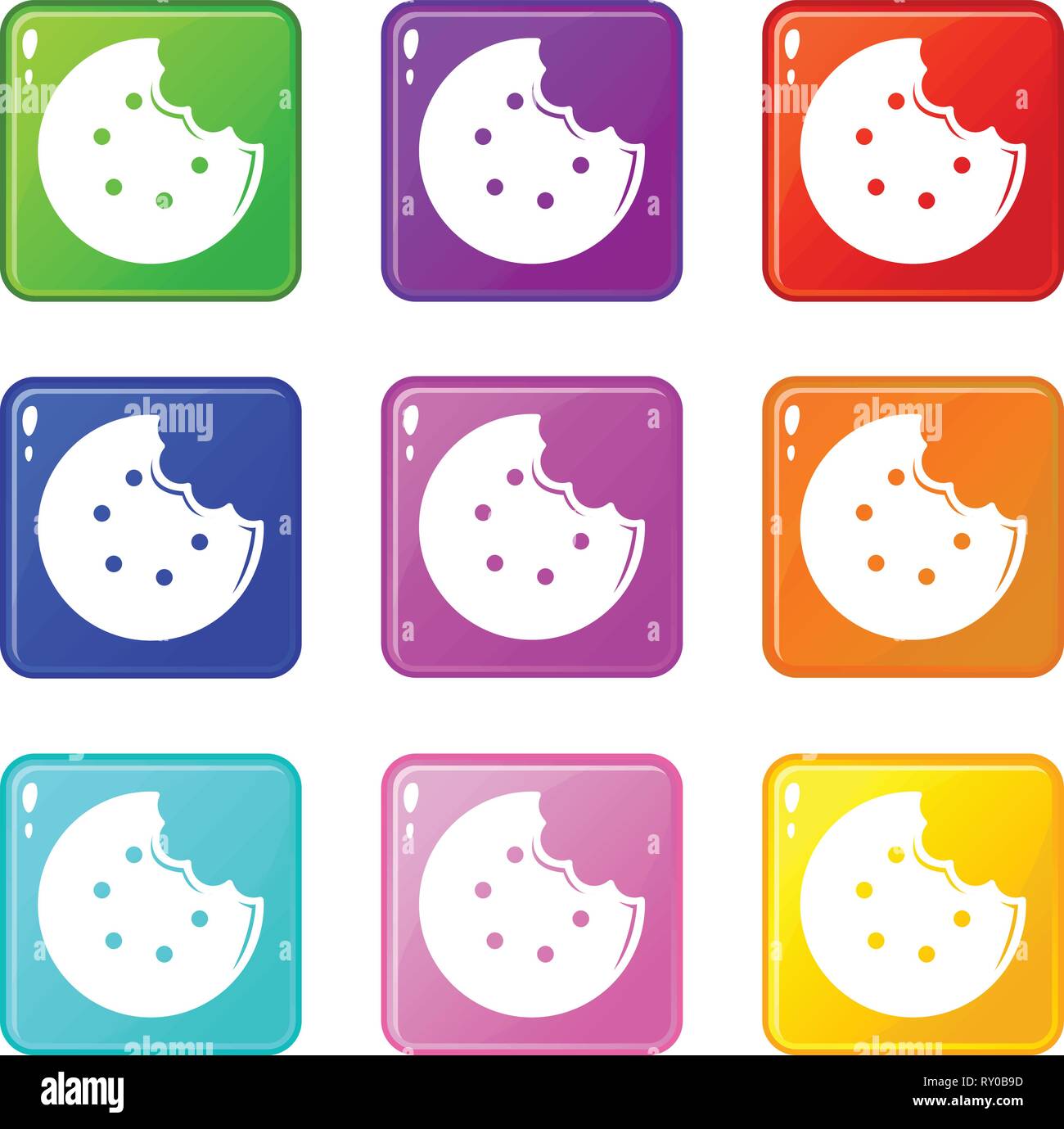 Bite biscuits icons set 9 color collection Stock Vector Image & Art - Alamy