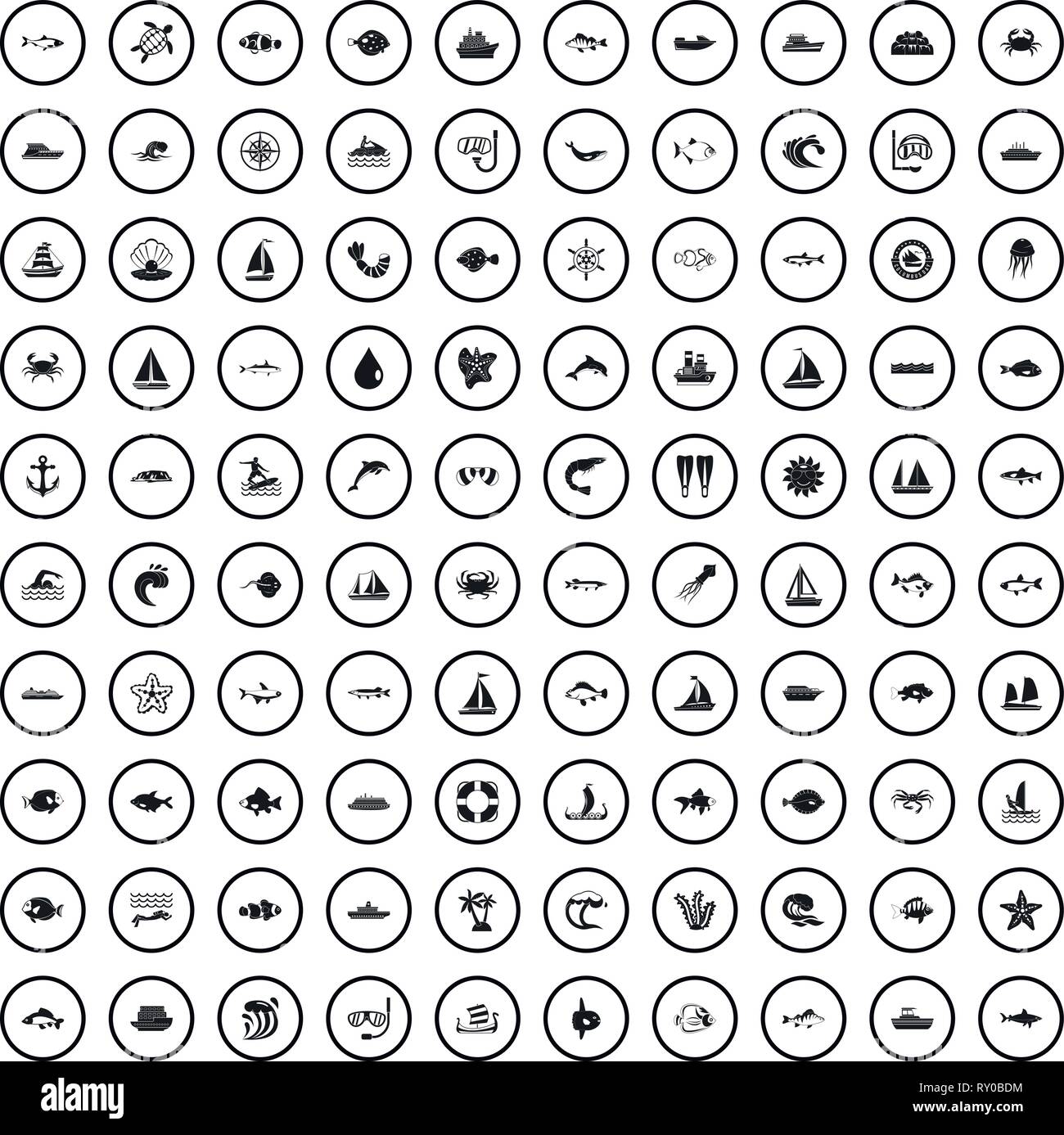 100 underwater icons set, simple style Stock Vector Image & Art - Alamy