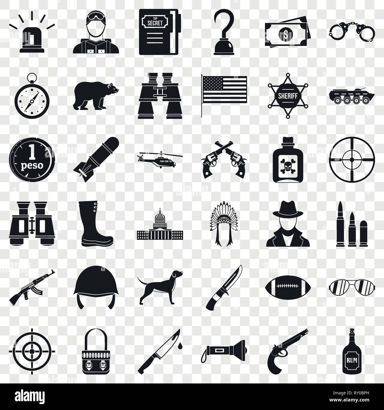 Gun icons set, simple style Stock Vector Image & Art - Alamy