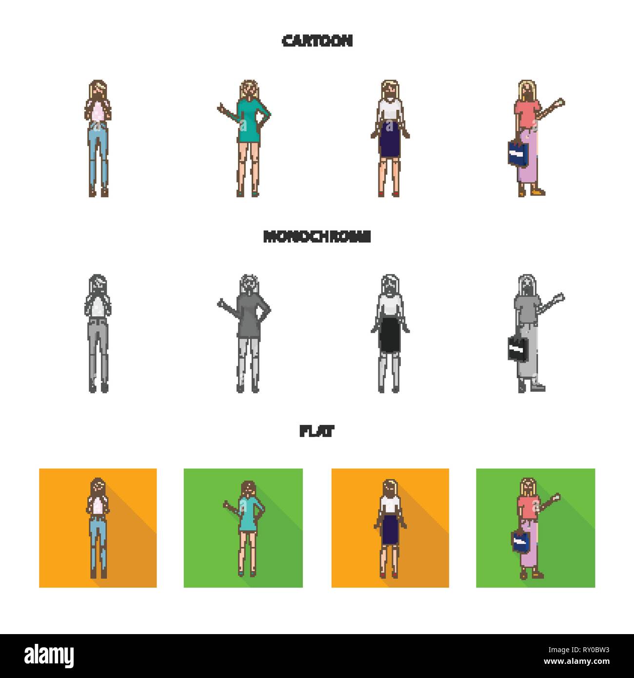 Vector design of posture and mood logo. Set of posture and female stock ...
