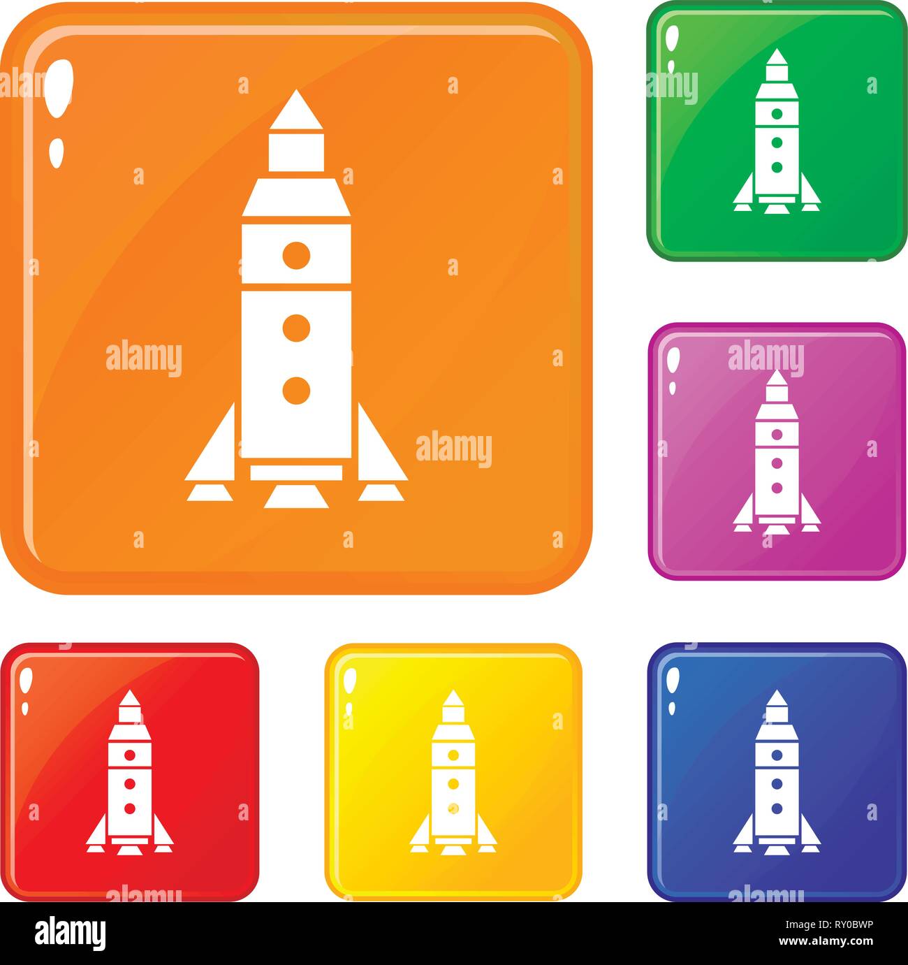 Rocket exploration icons set vector color Stock Vector Image & Art - Alamy