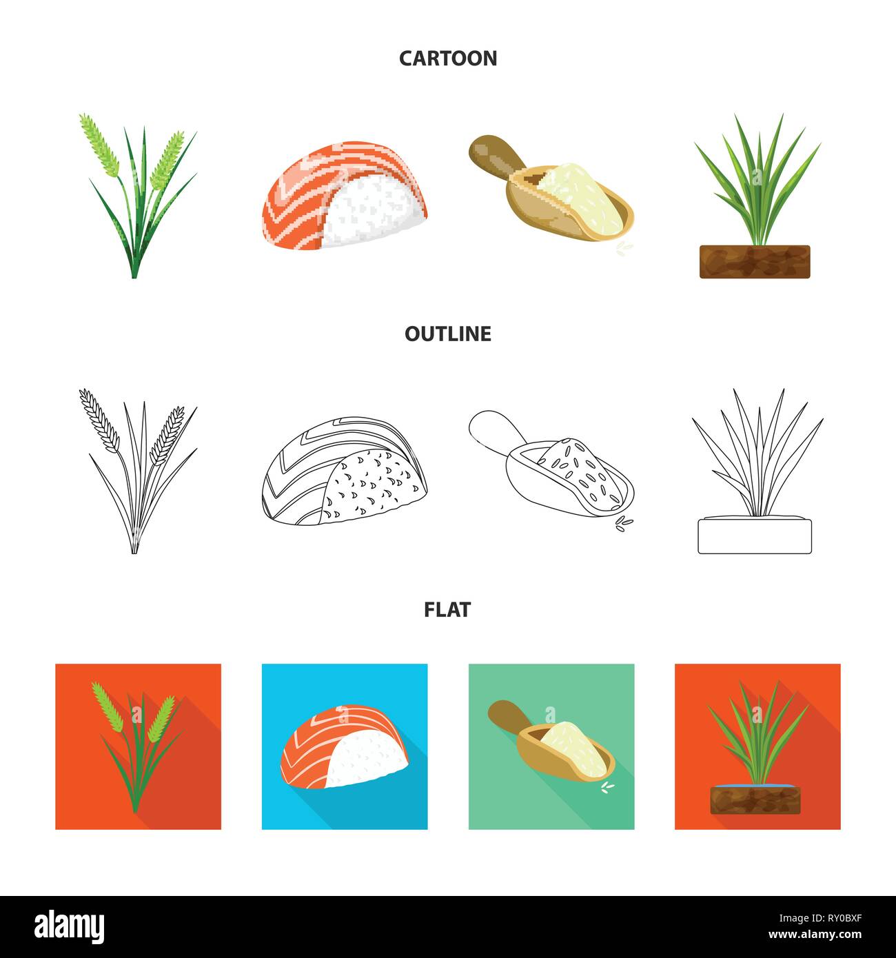 Rice scoop boiled cooked Stock Vector Images - Alamy