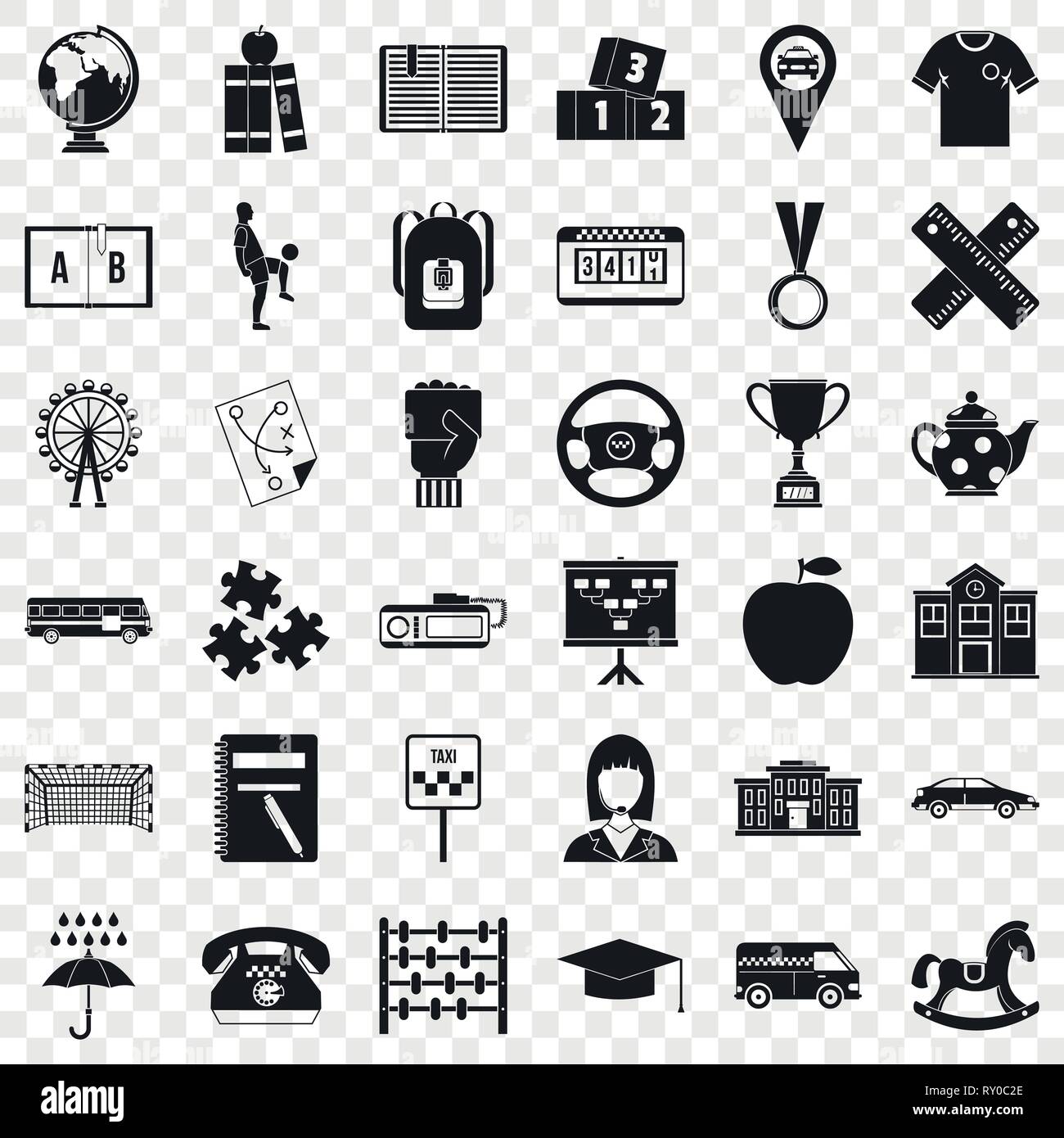 Bus icons set, simple style Stock Vector Image & Art - Alamy