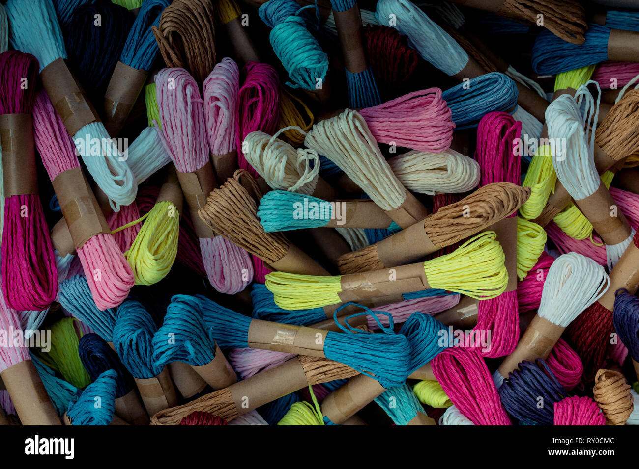 Bundle of colorfulrope in view in a market place Stock Photo - Alamy