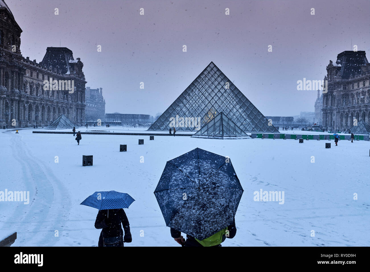 France, Paris, Louvre Museum, Musee du Louvre, Glass Pyramid, by ...