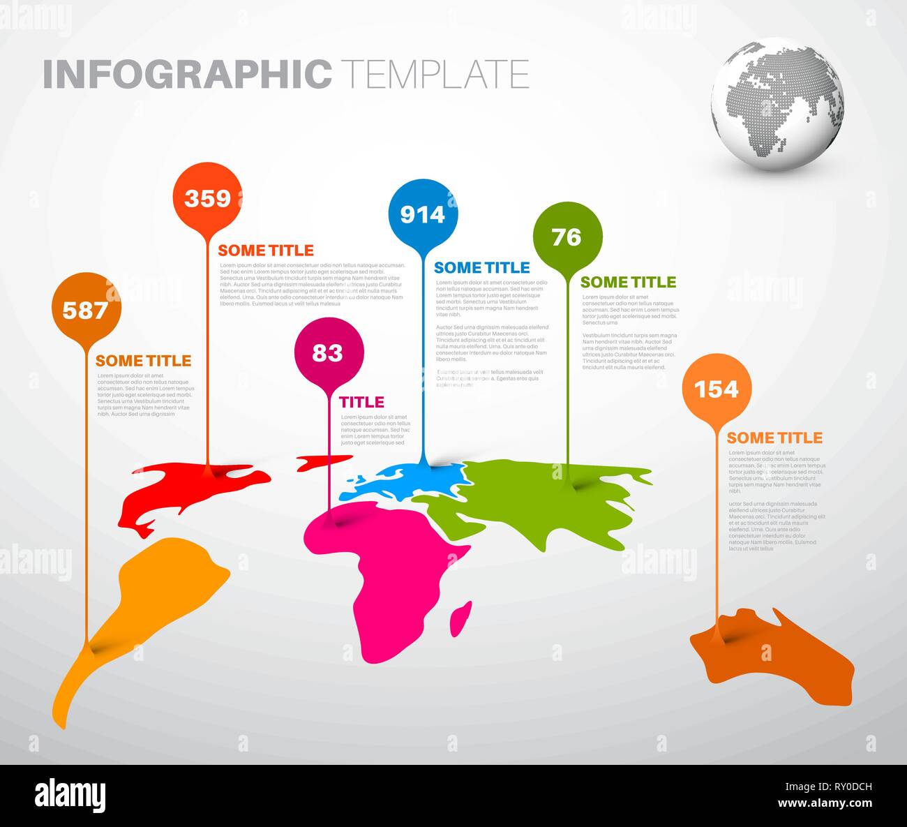 Light World map infographic template with droplet pointer marks Stock Vector Image & Art - Alamy