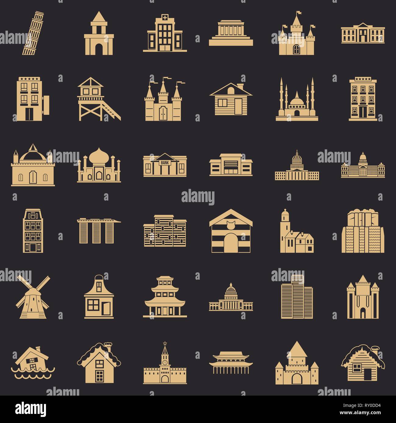 Building icons set, simple style Stock Vector Image & Art - Alamy