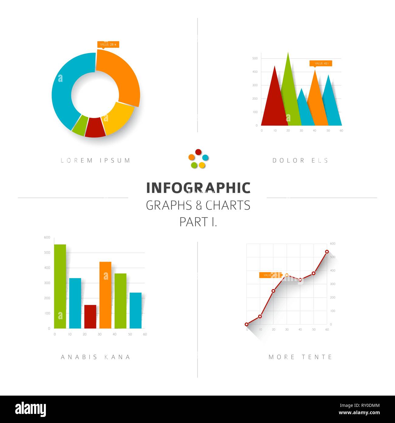 Set of vector flat design infographics statistics charts and graphs ...