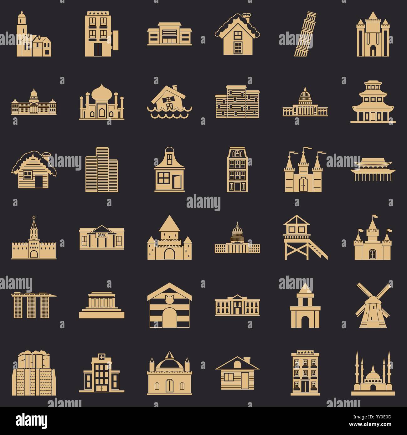 Different building icons set, simple style Stock Vector Image & Art - Alamy