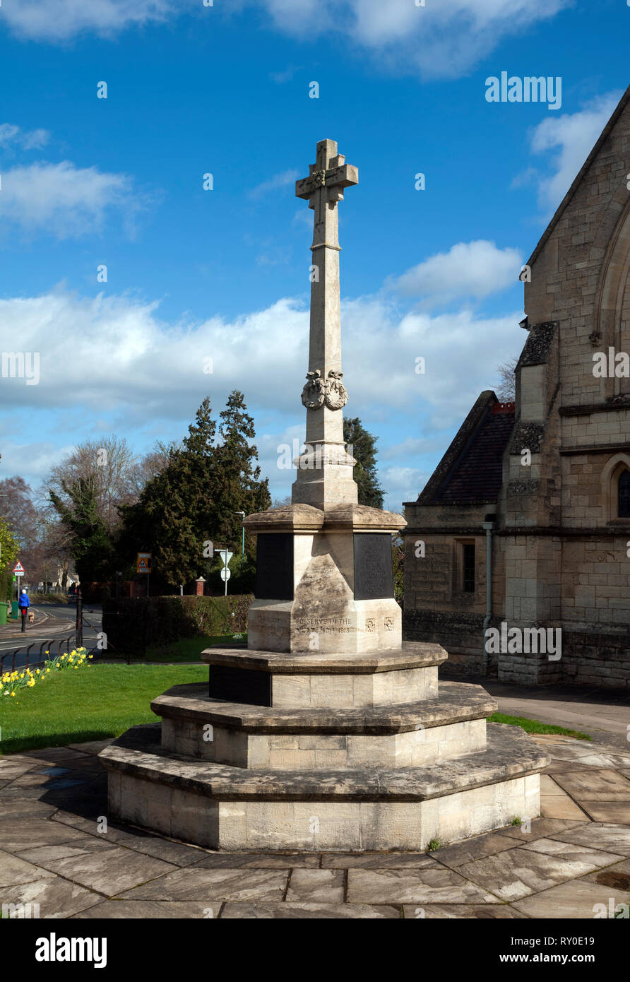 The war memorial by St. Andrew`s Church, Churchdown, Gloucestershire ...