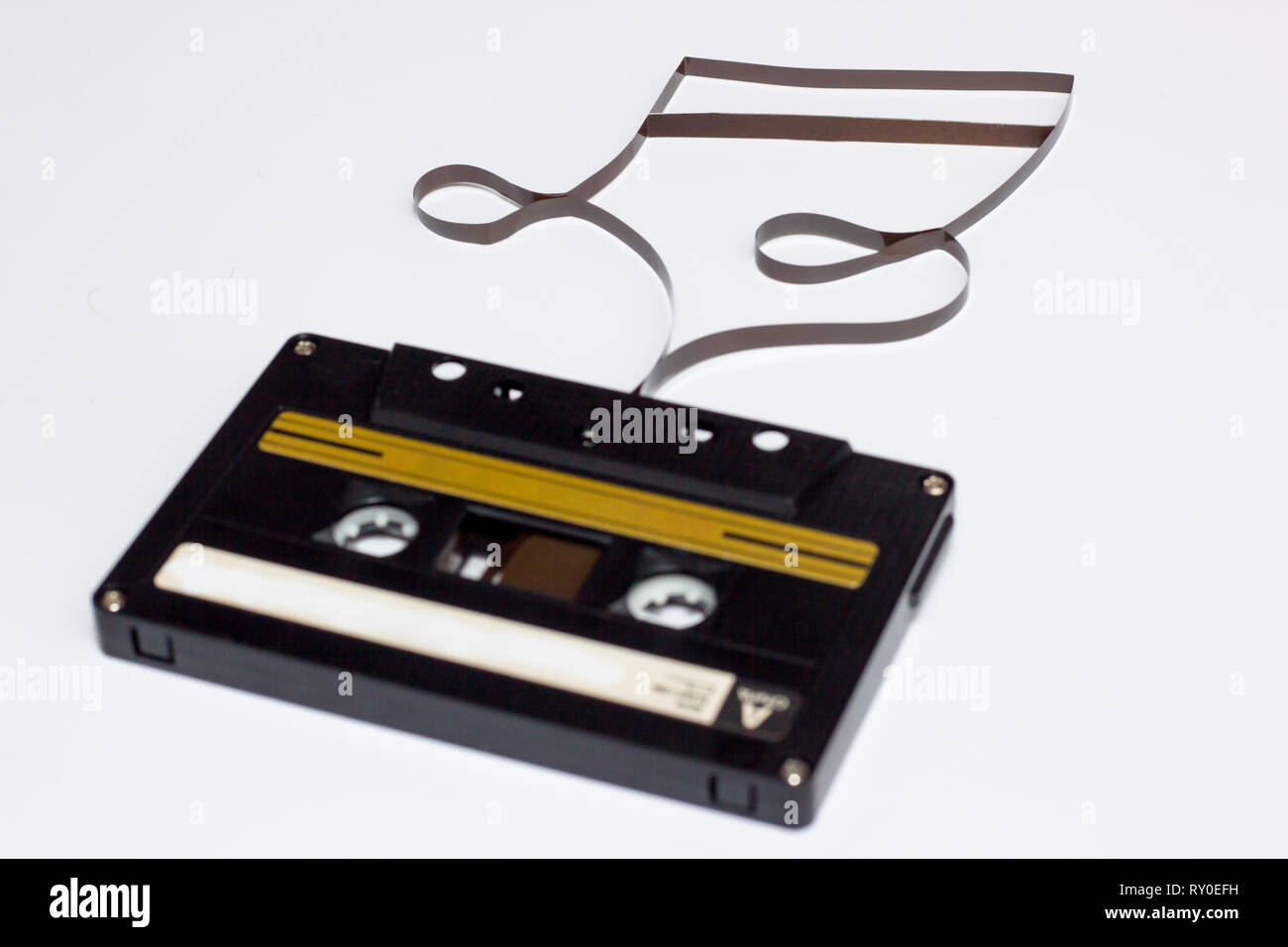 Music note sign. Cassette tape on white background. Film shaping music ...