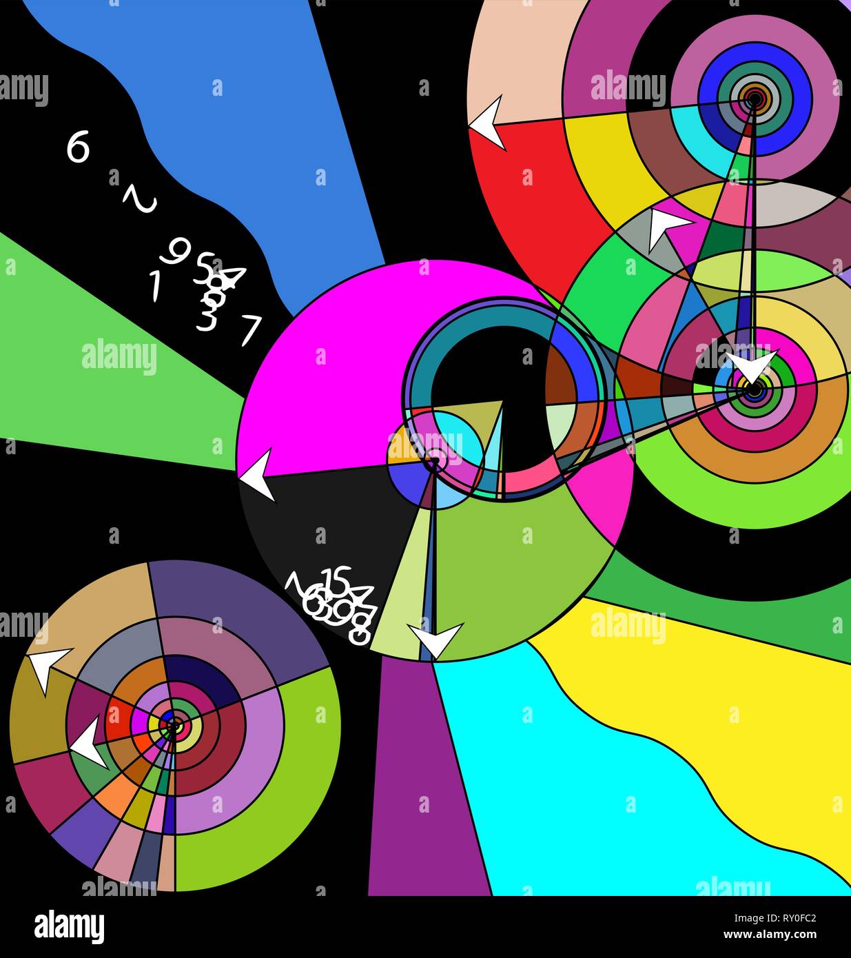 abstract color image of crazy time discks ans waves Stock Vector Image ...