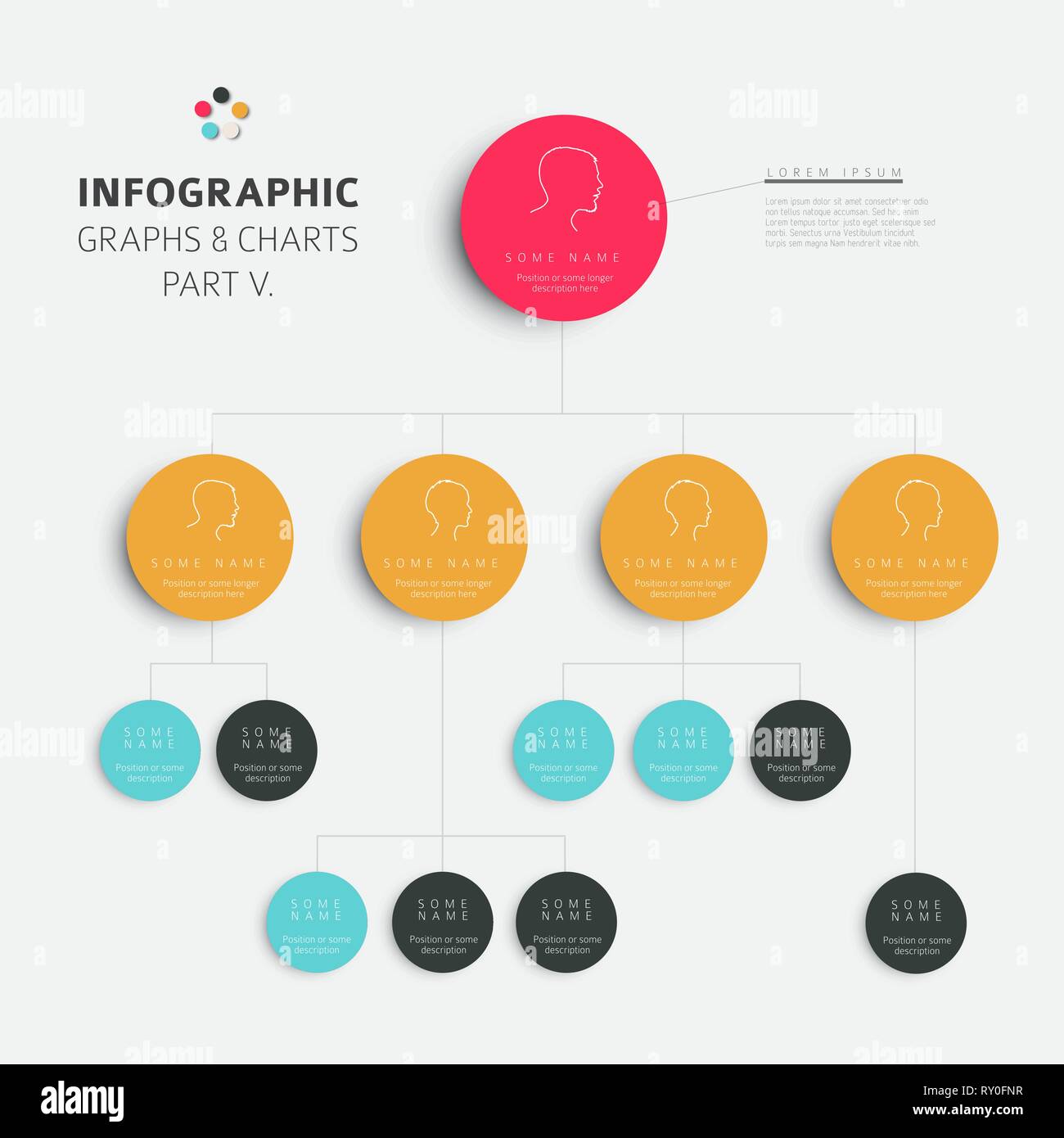 Set of vector flat design infographics hierarchy diagram- fresh retro ...