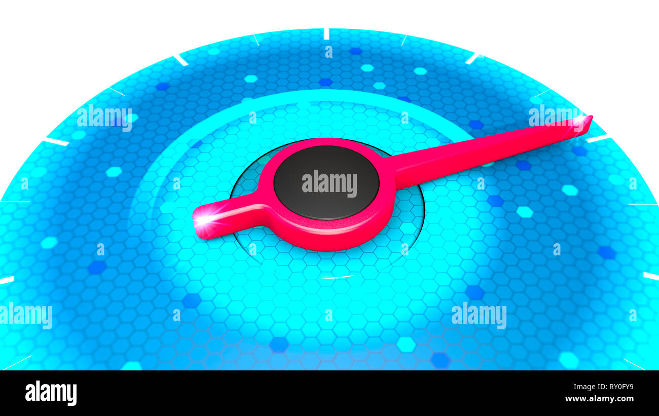 Red power indicator on blue pressure gauge, speed performance from ...