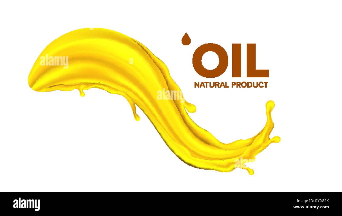 Oil Splash Vector. Liquid Drop. Gold Droplet. Olive, Flow. Fuel Wave ...