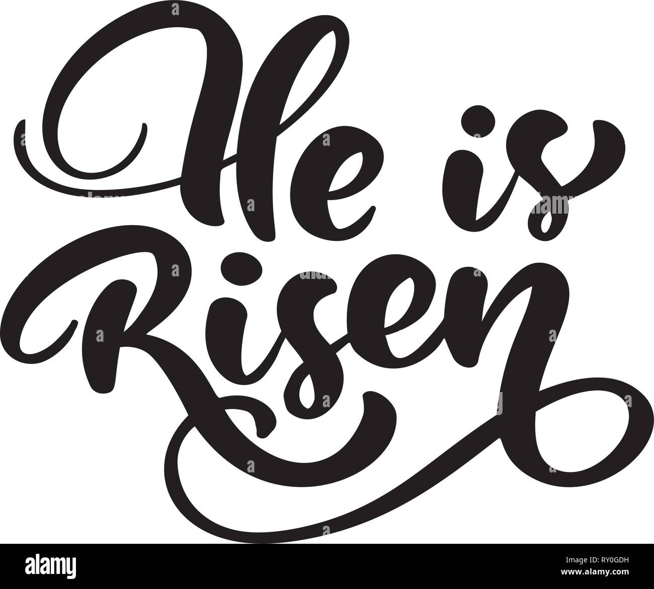 Hand drawn Happy Easter modern brush calligraphy lettering text bible ...