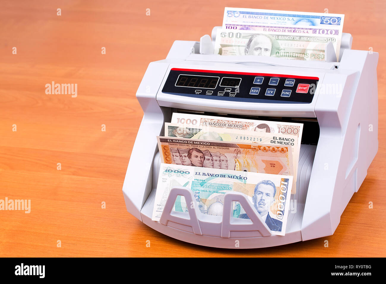Old Mexican Peso in a counting machine Stock Photo - Alamy