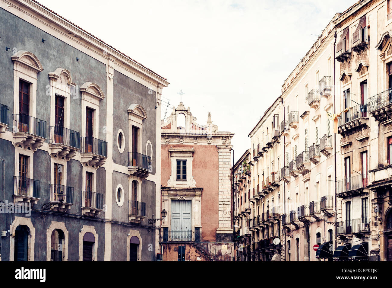 Beautiful cityscape of Italy, historical street of Catania, Sicily ...