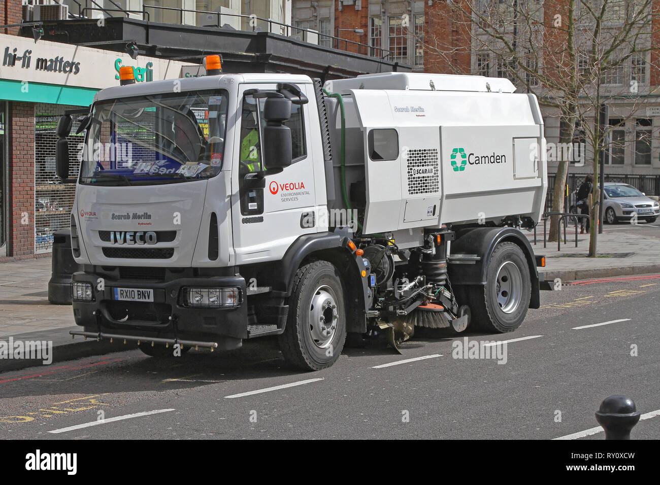 London, United Kingdom - April 04, 2010: New Sweeper Truck Cleaning ...