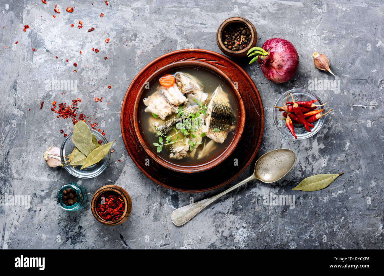 Russian traditional fish soup hi-res stock photography and images - Alamy