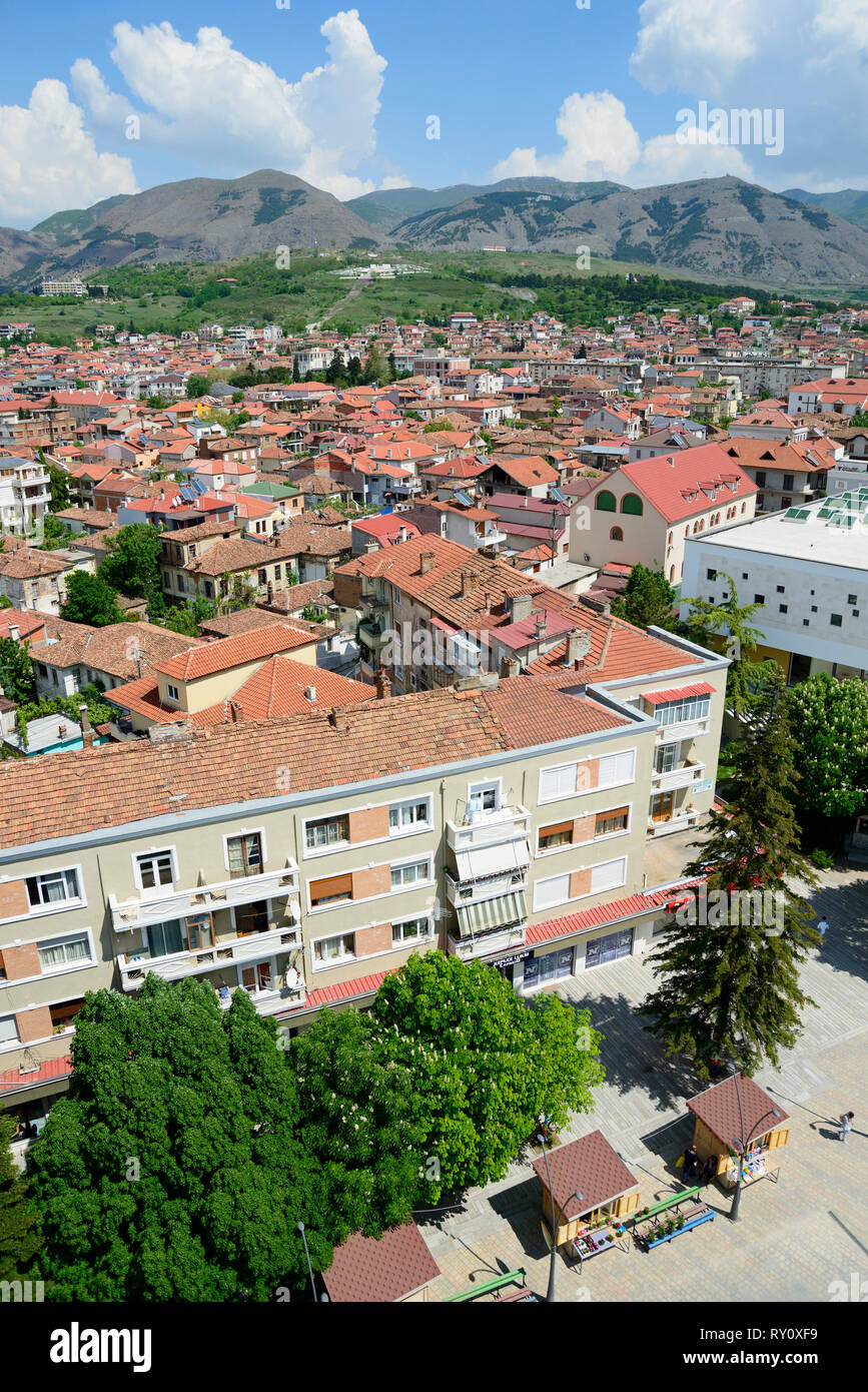 View from Red Tower, city centre, Korca, Albania, Korça Stock Photo - Alamy