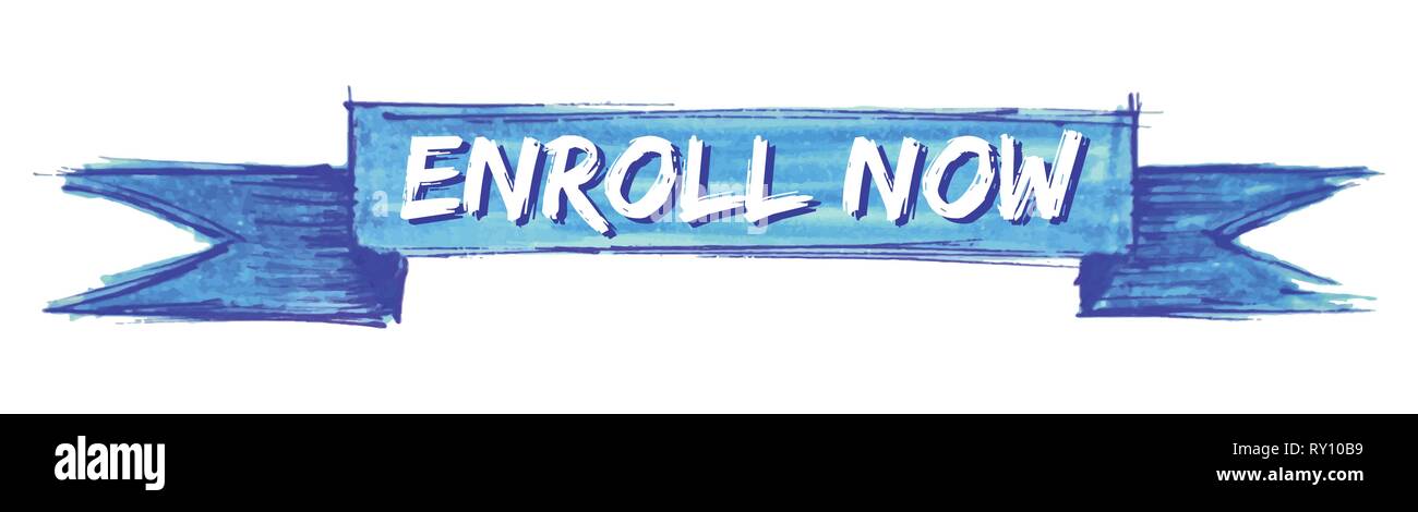enroll now hand painted ribbon sign Stock Vector Image & Art - Alamy