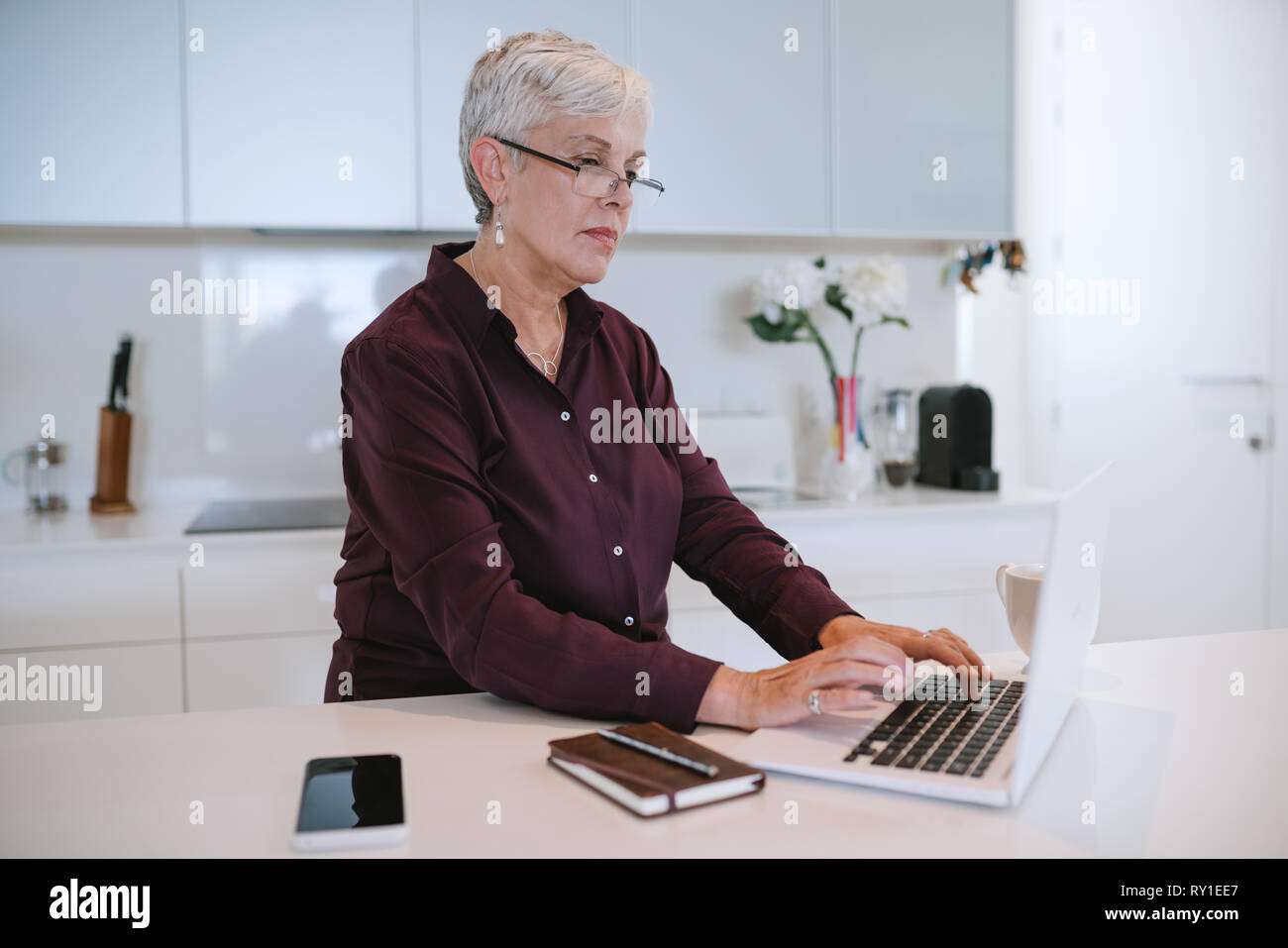 Woman home computer 50s hi-res stock photography and images - Alamy