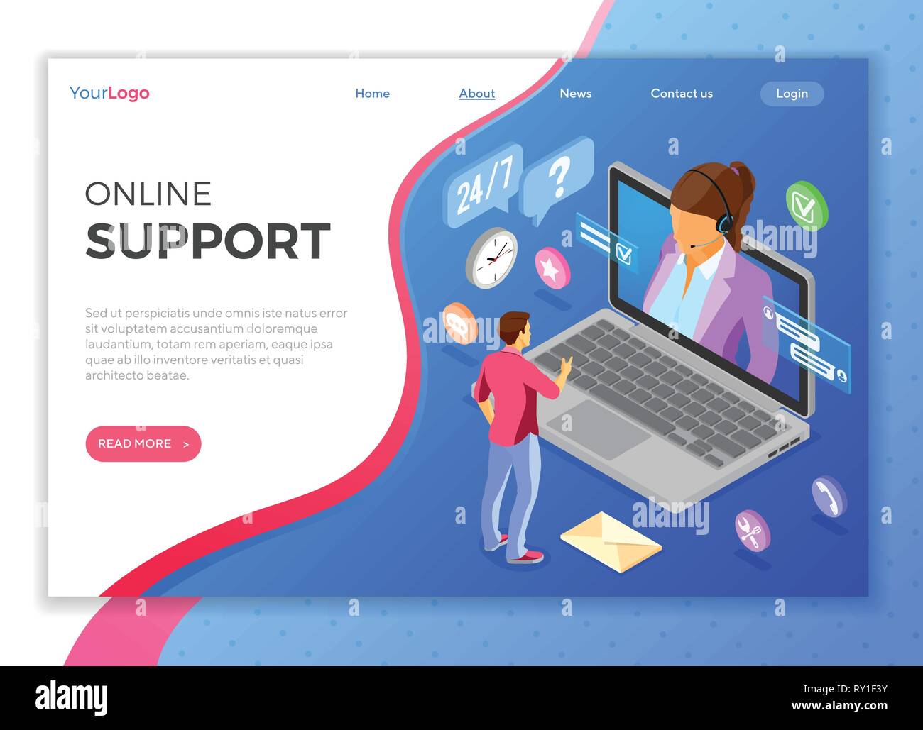 Isometric Online Customer Support Stock Vector Image & Art - Alamy