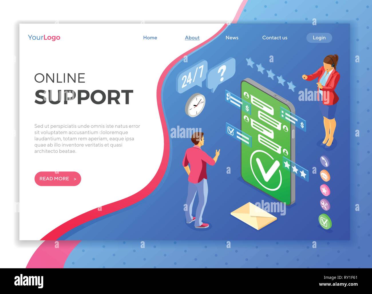 Customer service isometric landing hi-res stock photography and images ...