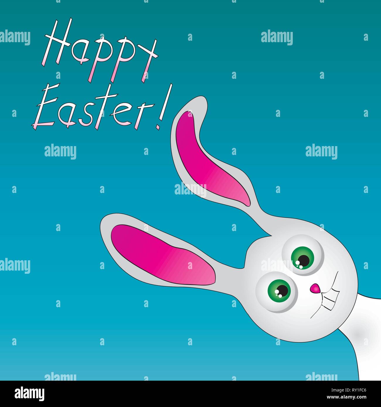 Little cartoon hare looks up with pity face, vector illustration Stock ...