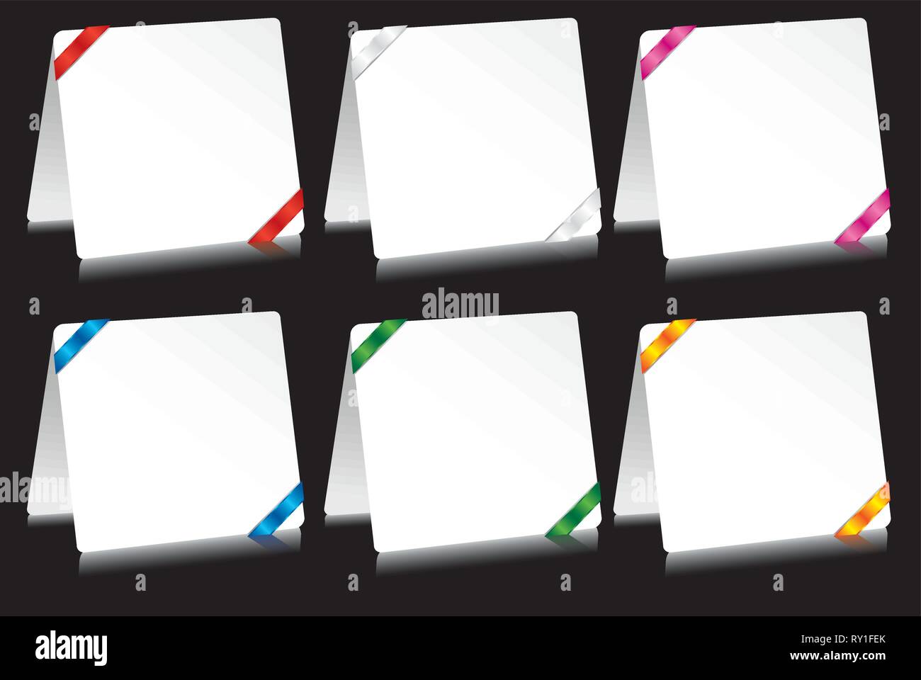 Sheets of paper oas note pads with bright ribbons, vector illustration ...