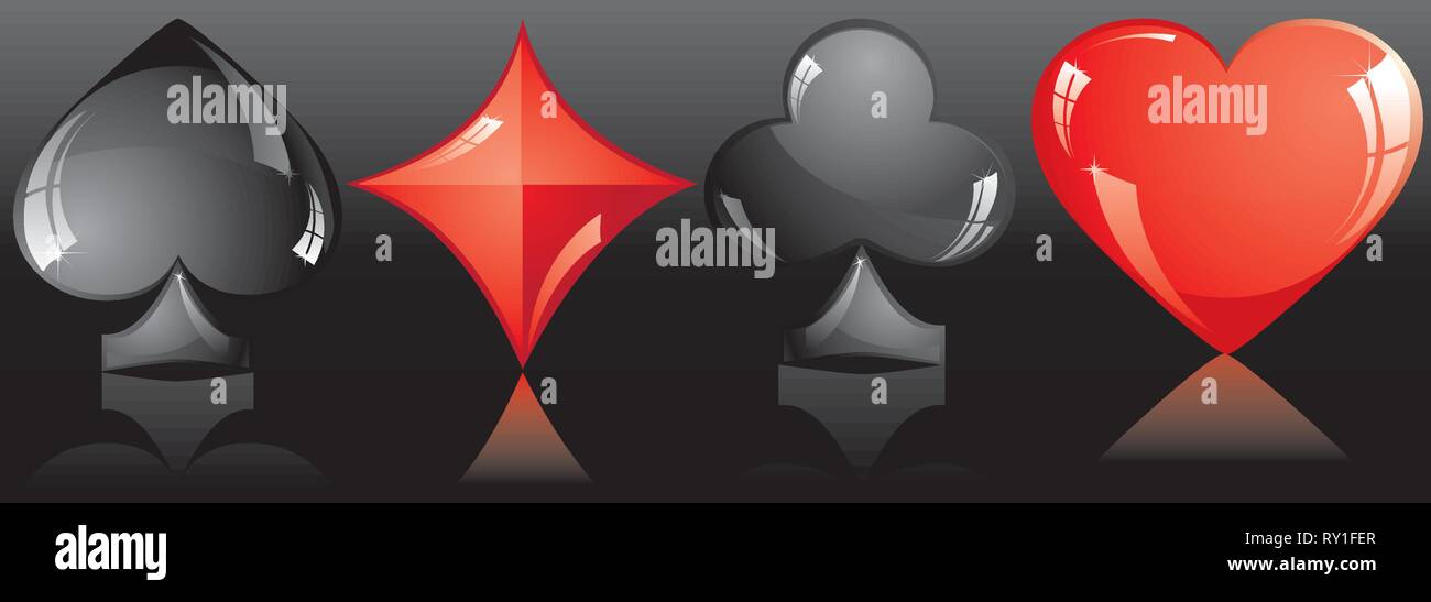 Set of shiny card suit, part 3, vector illustration Stock Vector Image ...