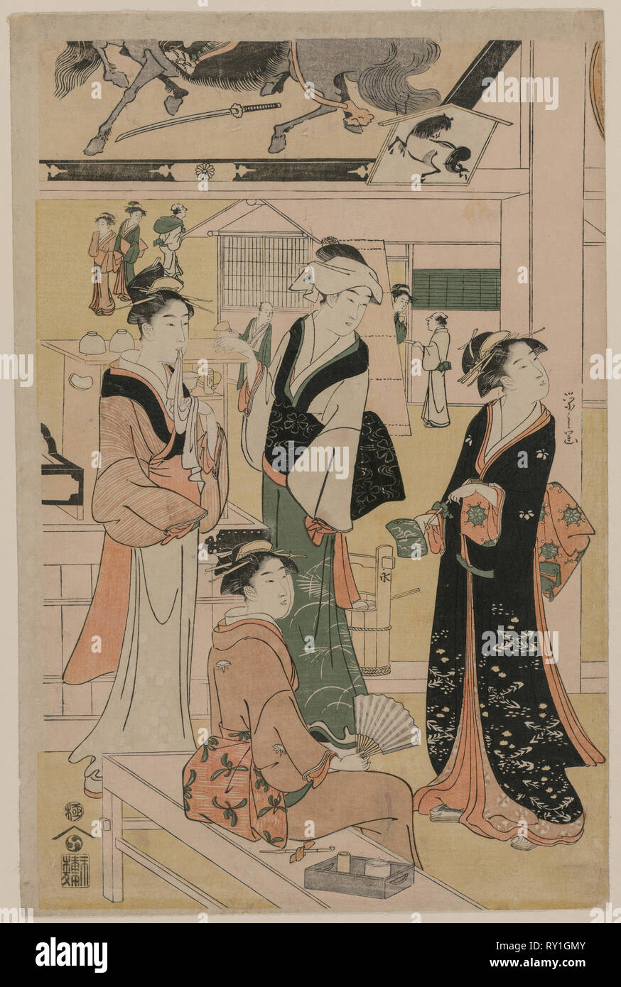 Japanese woodblock print temple hi-res stock photography and images - Alamy