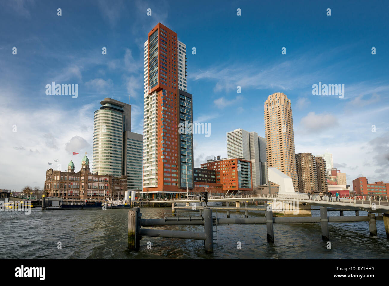 Rotterdam, The Netherlands - February 9, 2019: View from the Rijnhaven ...