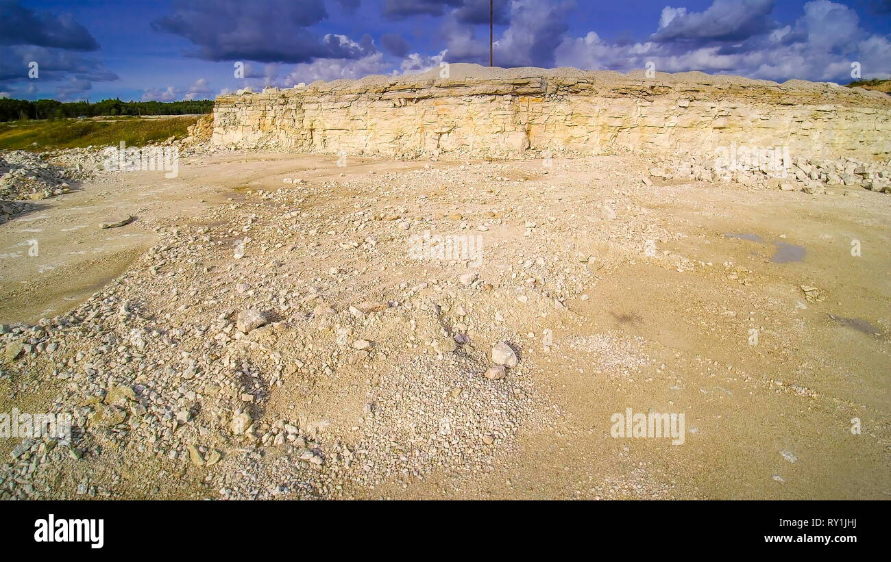 The limestone quarry on the mountain. The mountain made in white ...