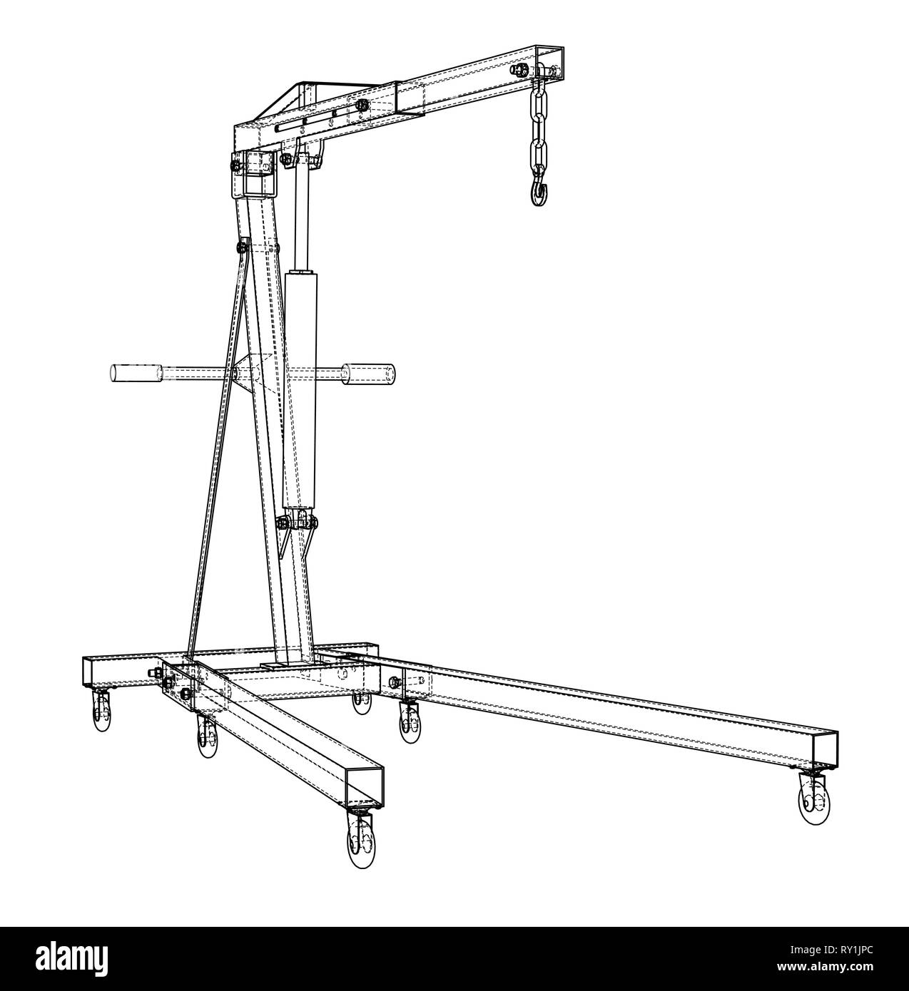 Engine hoist outline. Vector rendering of 3d Stock Vector Image & Art ...