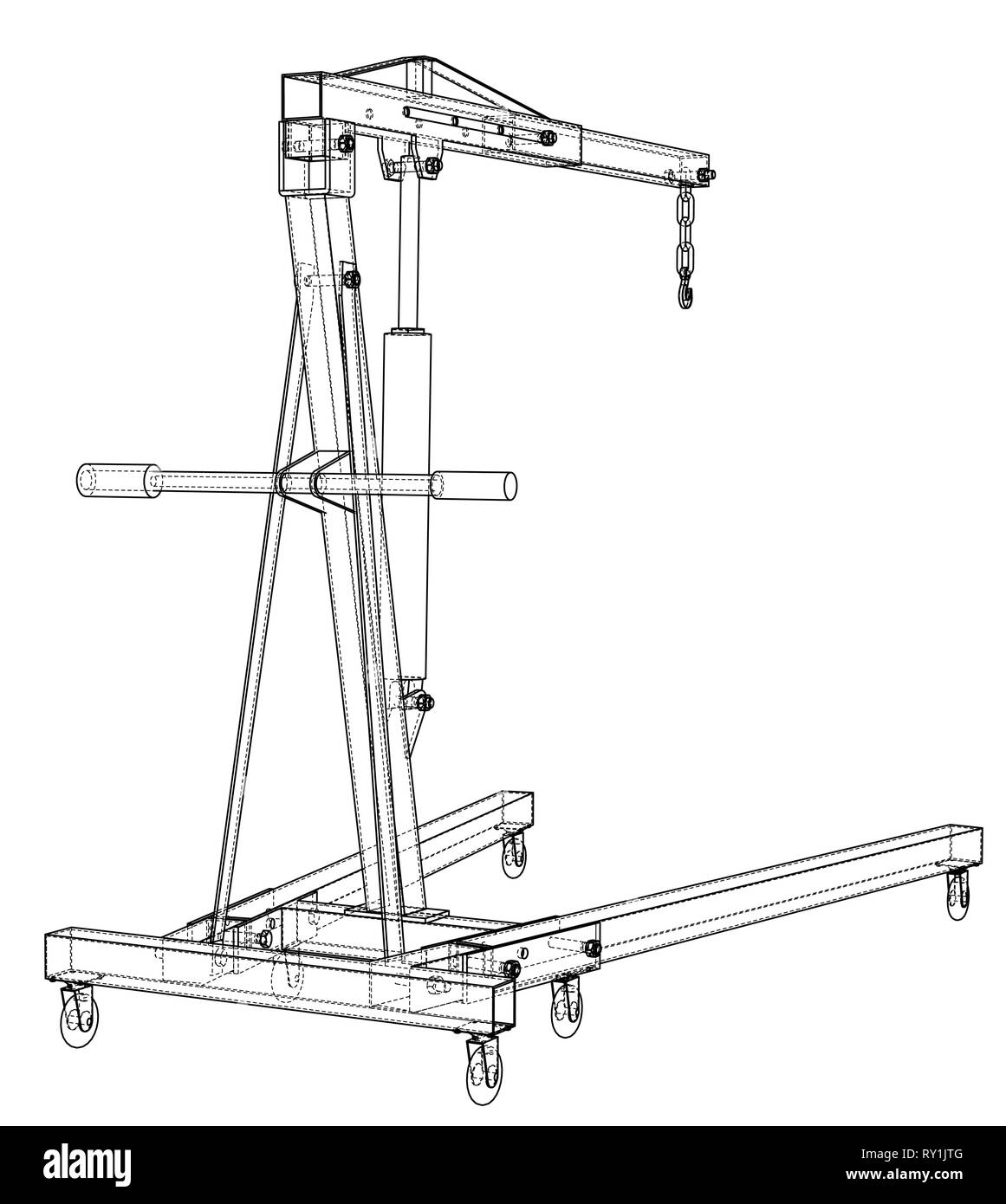 Engine hoist outline. Vector rendering of 3d Stock Vector Image & Art ...