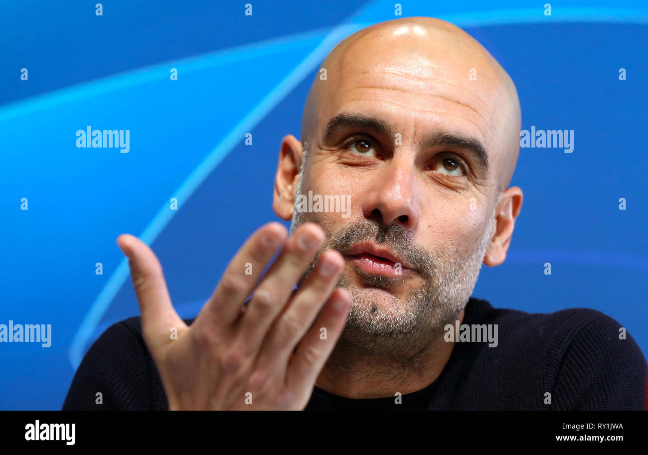 Manchester City manager Pep Guardiola during the press conference at ...